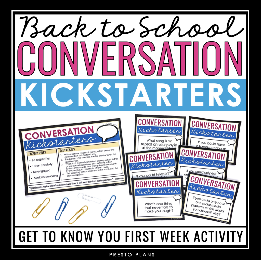 Back to School Get To Know You Discussion Task Cards Activity for ...