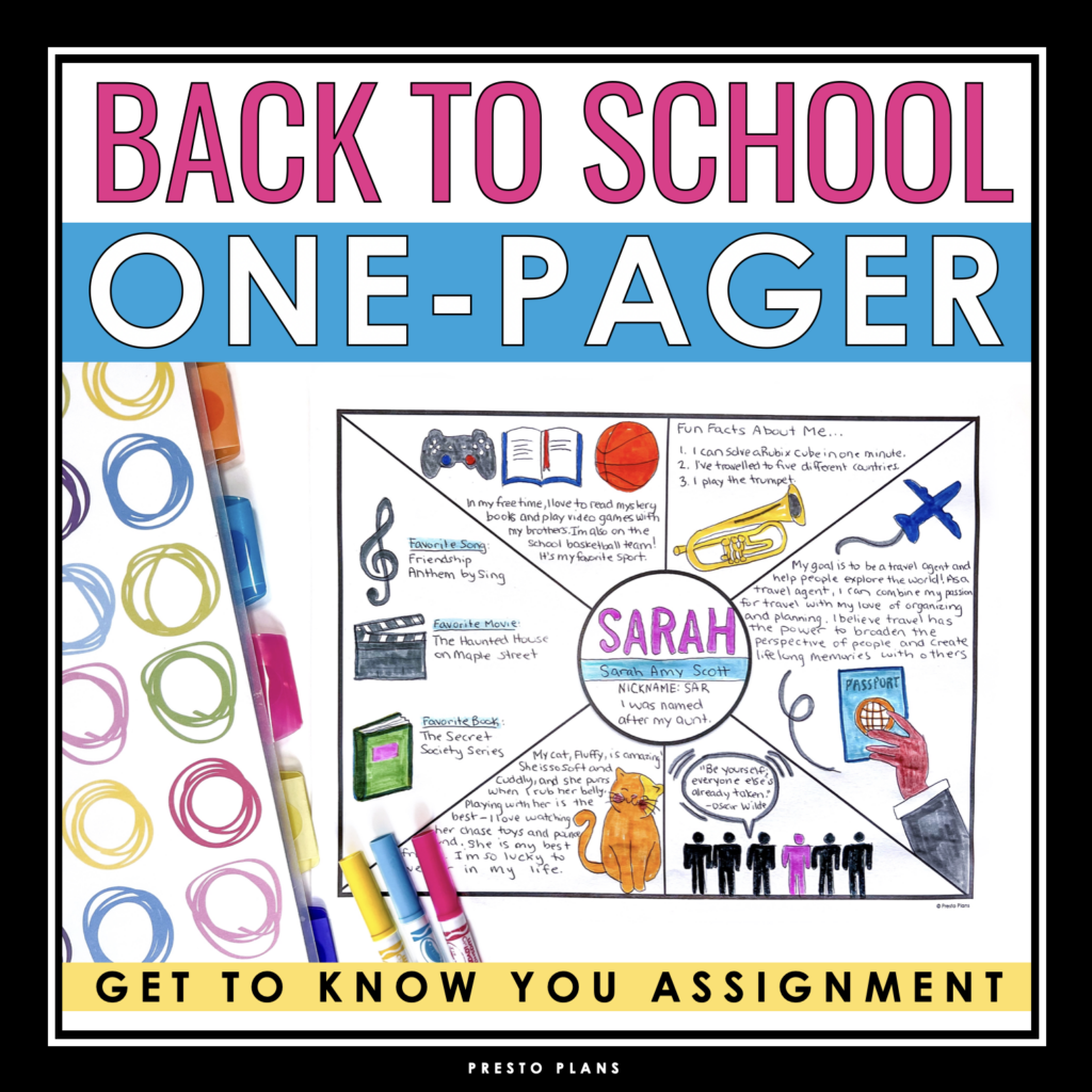 Back to School One Pager - First Week Get to Know You Activity ...