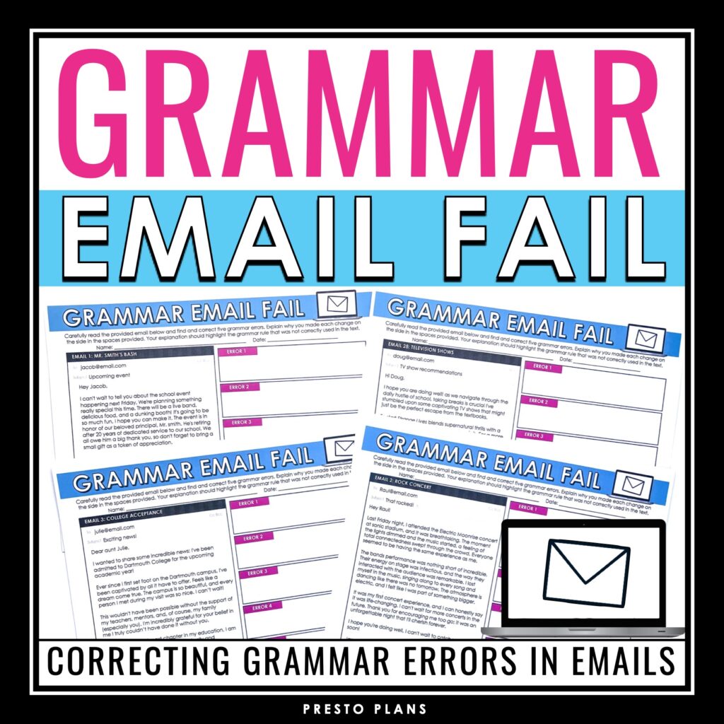 Grammar Activity - Correcting Grammar Errors in Emails Assignments ...