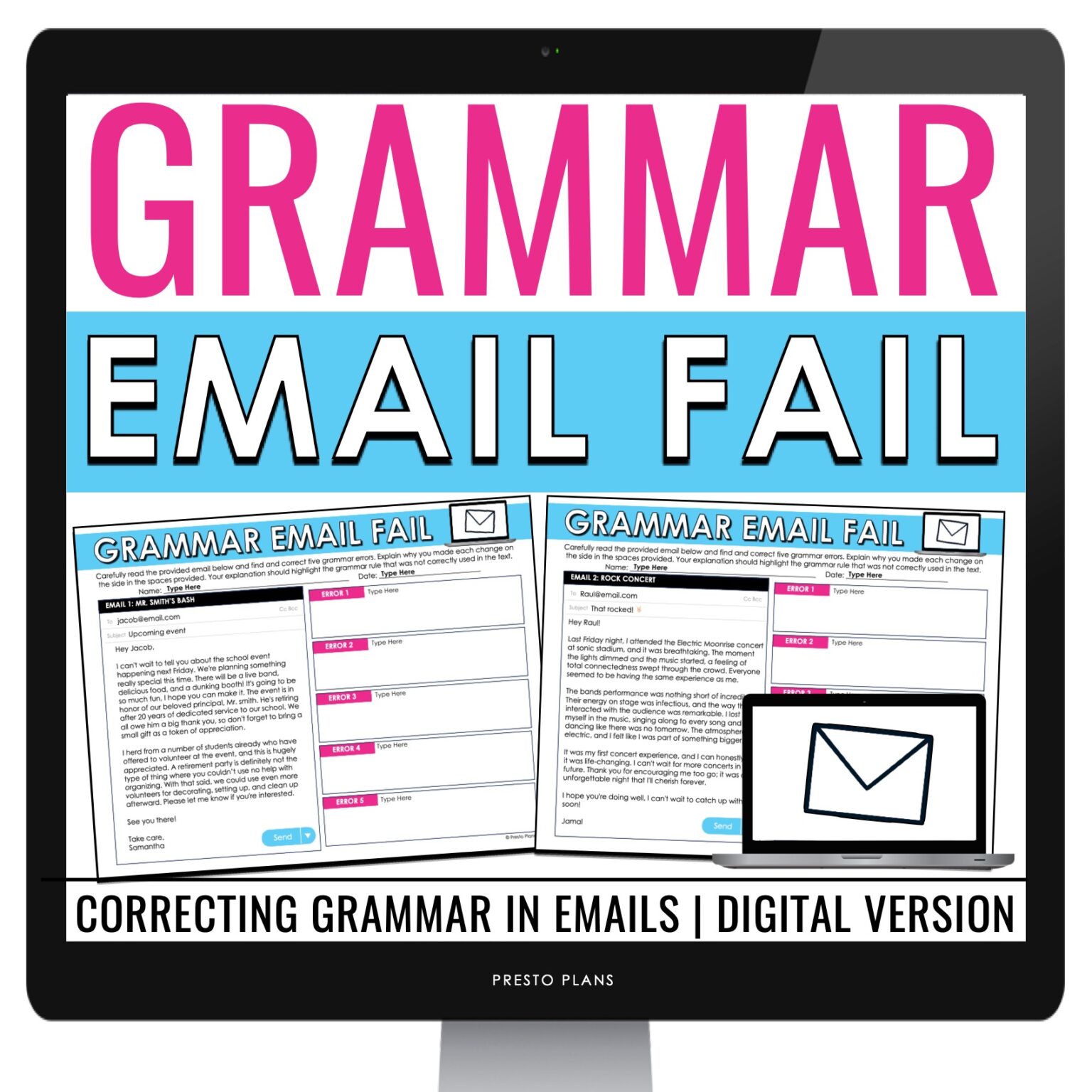 Grammar Activity - Correcting Grammar Errors in Emails Assignments ...