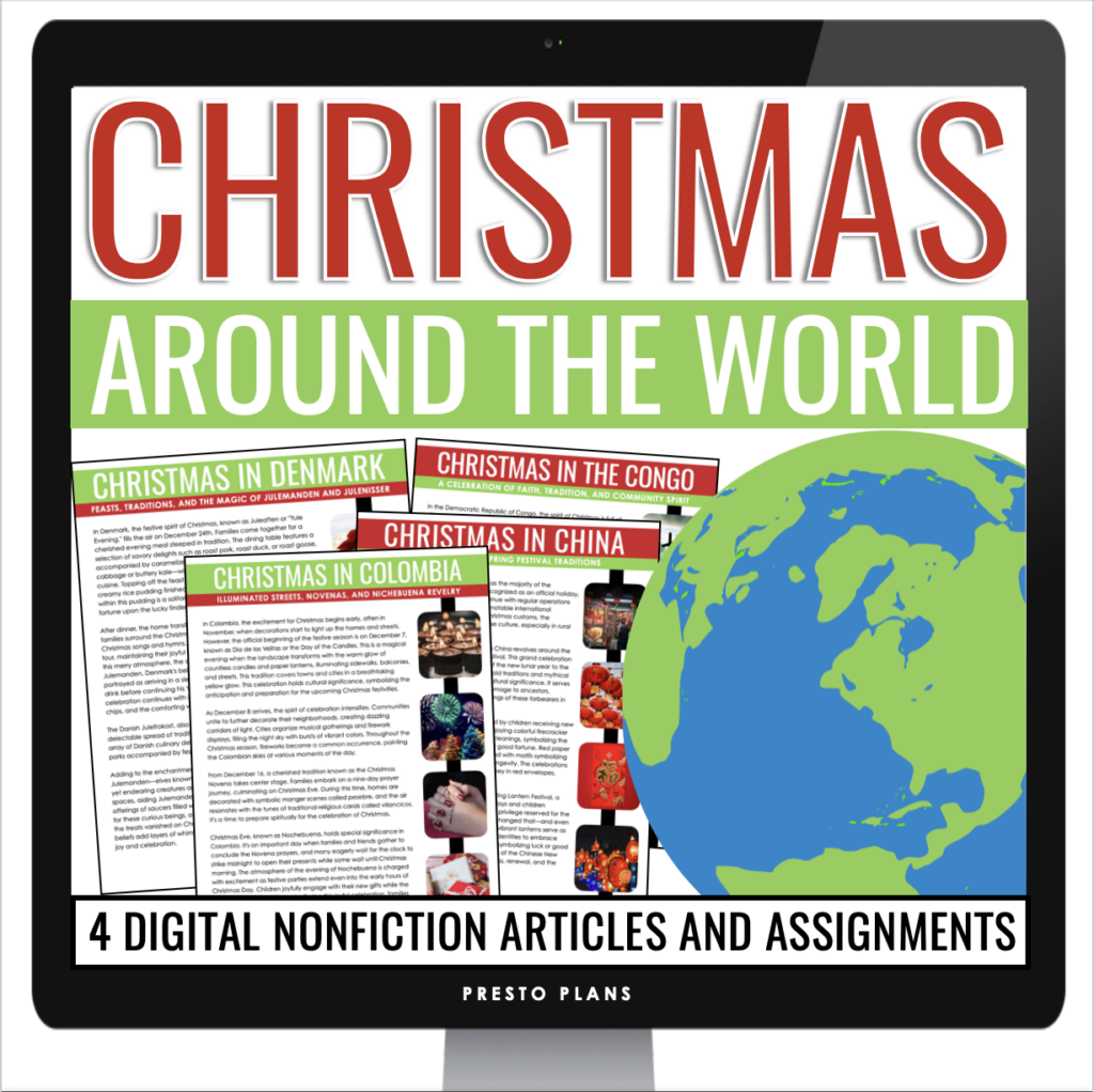 Christmas Around the World Reading Comprehension Nonfiction Assignments ...