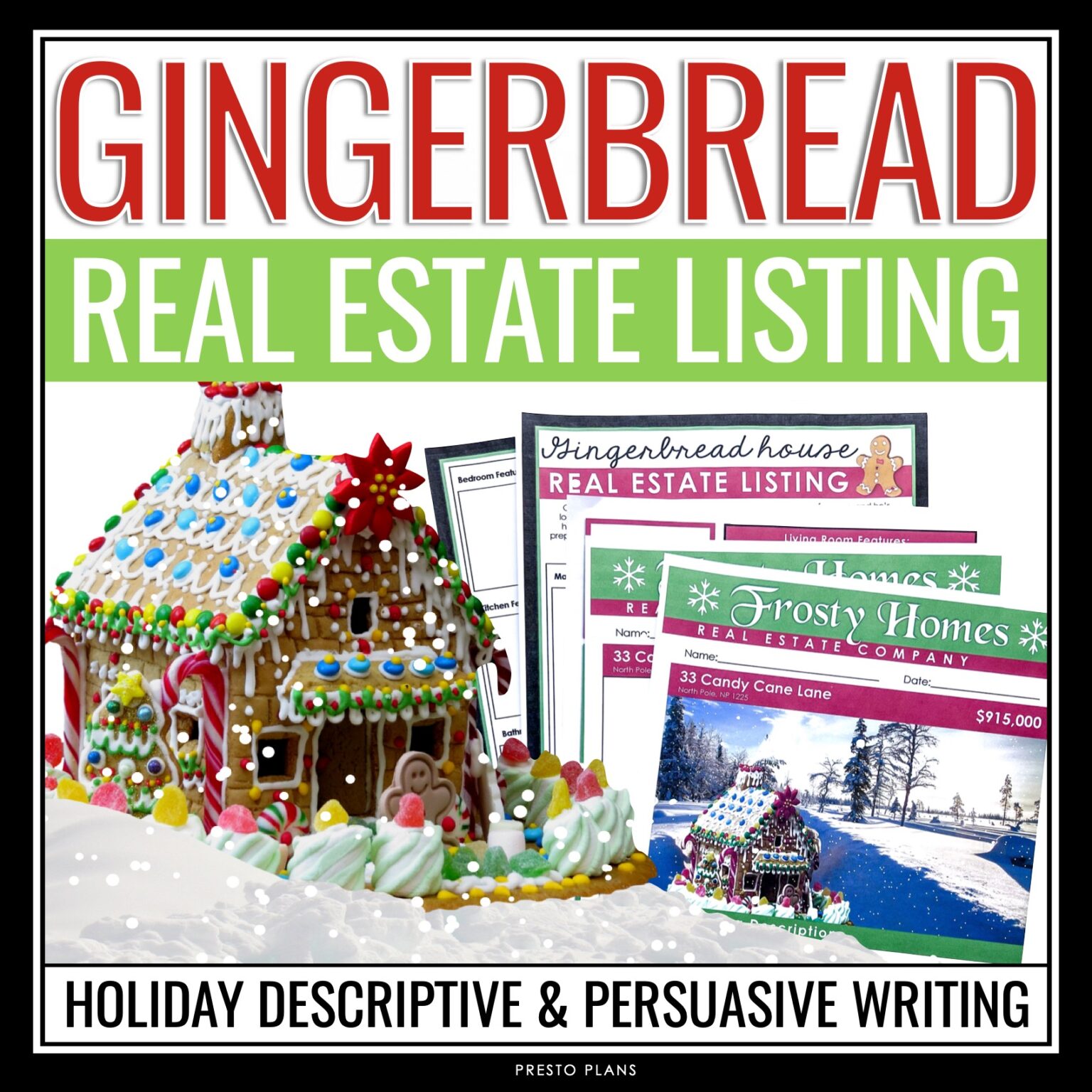 Christmas Descriptive Writing Activity – Gingerbread House Real Estate ...