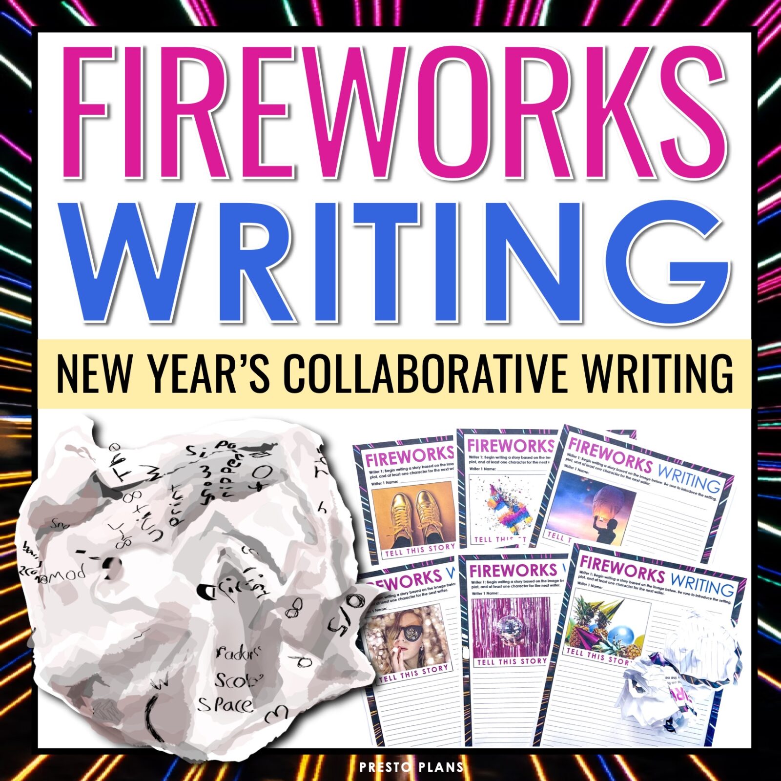 New Year's Writing Activity - Fireworks Collaborative Narrative Writing ...