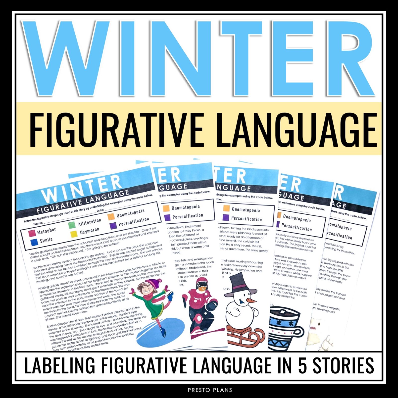Winter Figurative Language Stories Assignments - Literary Devices ...
