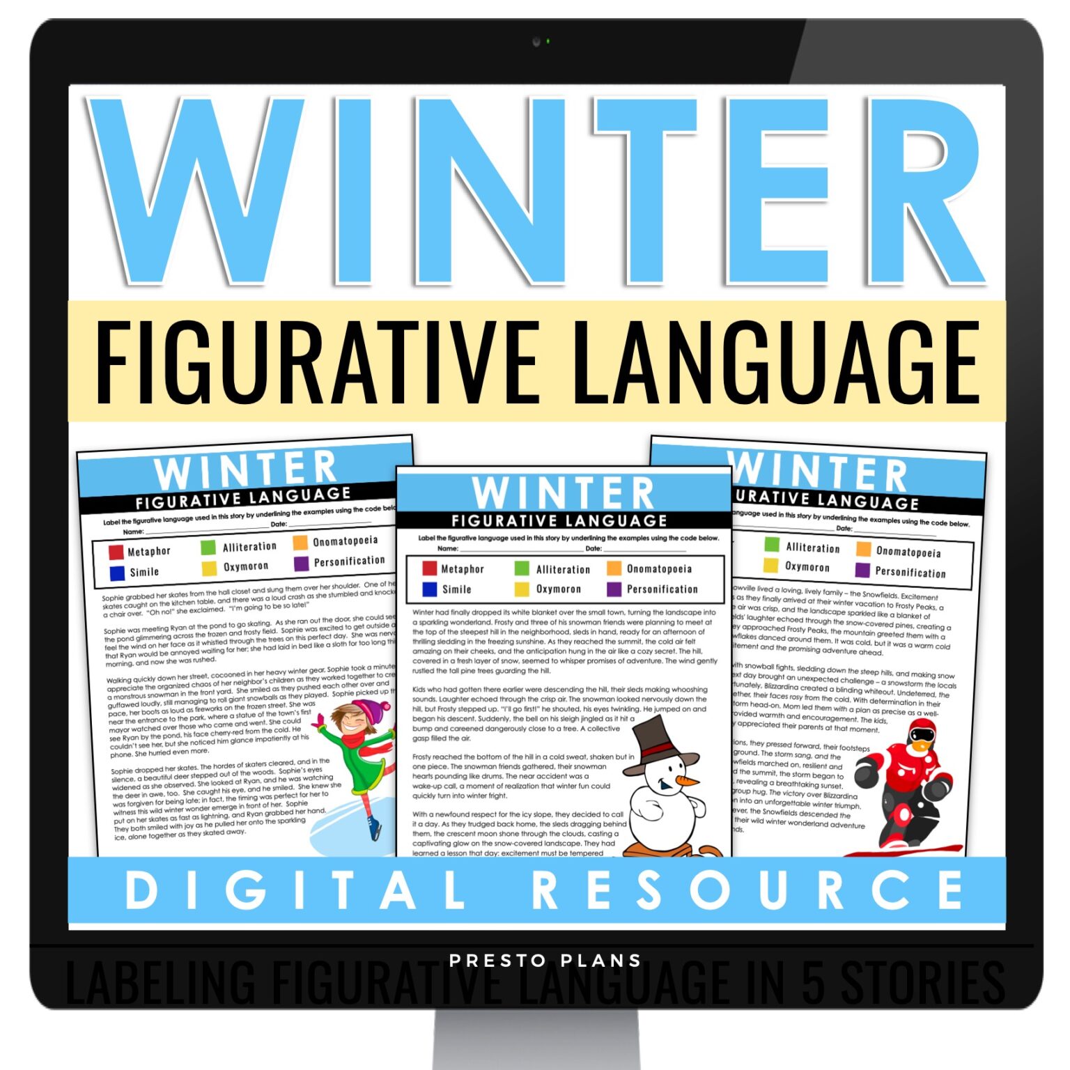 Winter Figurative Language Digital Assignments - Literary Devices ...