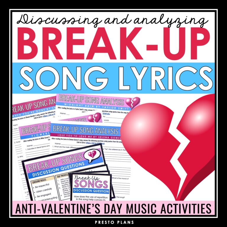 Valentine's Day Poetry Assignments - Break Up Song Lyrics Analysis ...