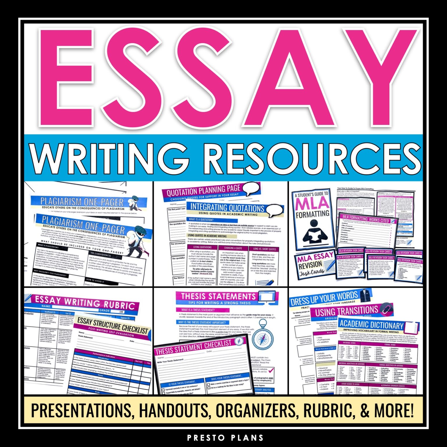 Essay Writing Unit - Presentations, Handouts, Graphic Organizers ...