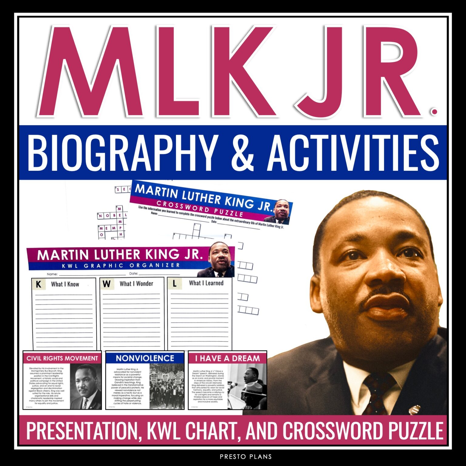 Martin Luther King Jr Day - MLK Biography, Assignment, Crossword Puzzle ...