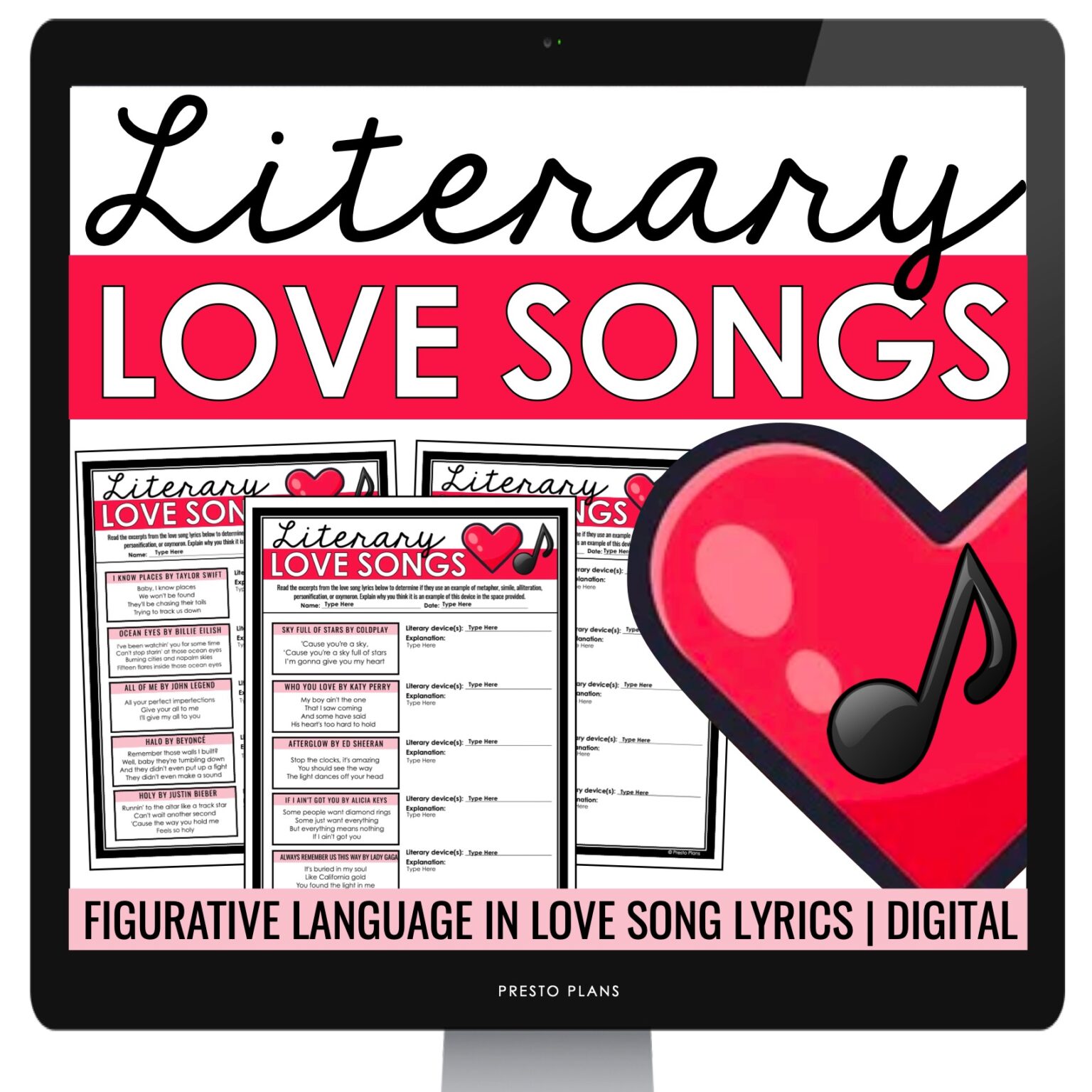 Valentine's Day Figurative Language in Love Songs - Lyrics Assignments ...