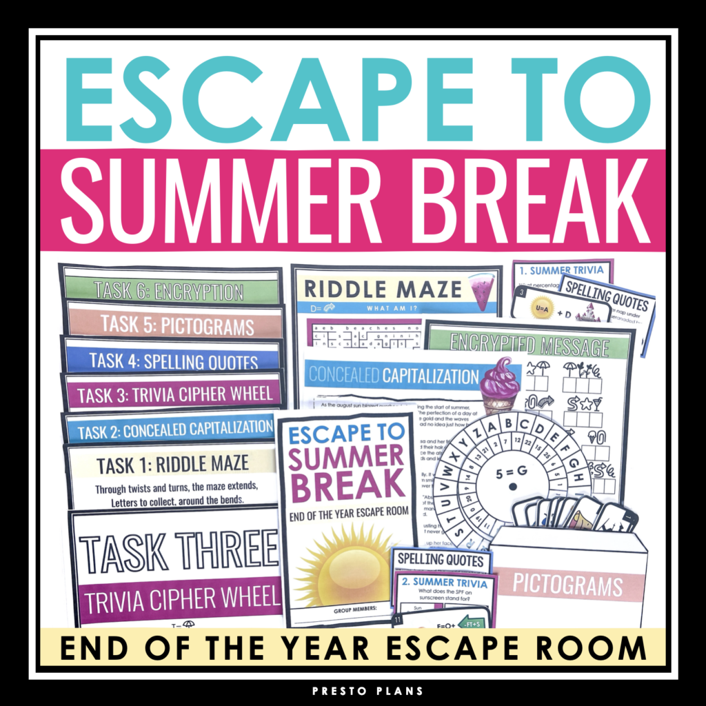 End of the Year Escape Room - Escape to Summer Break Breakout Game ...