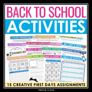 Back to School Activities and Assignments - First Days of School ...