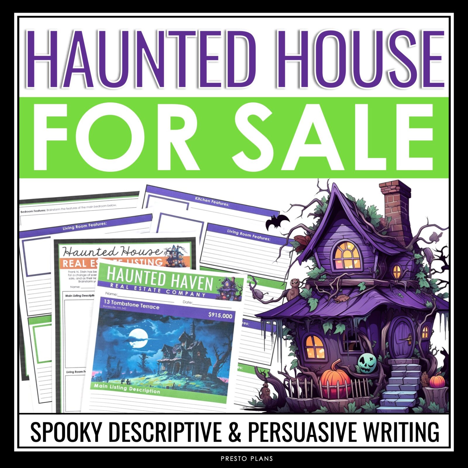 Halloween Descriptive Writing Activity Sell a Haunted House Real Estate ...