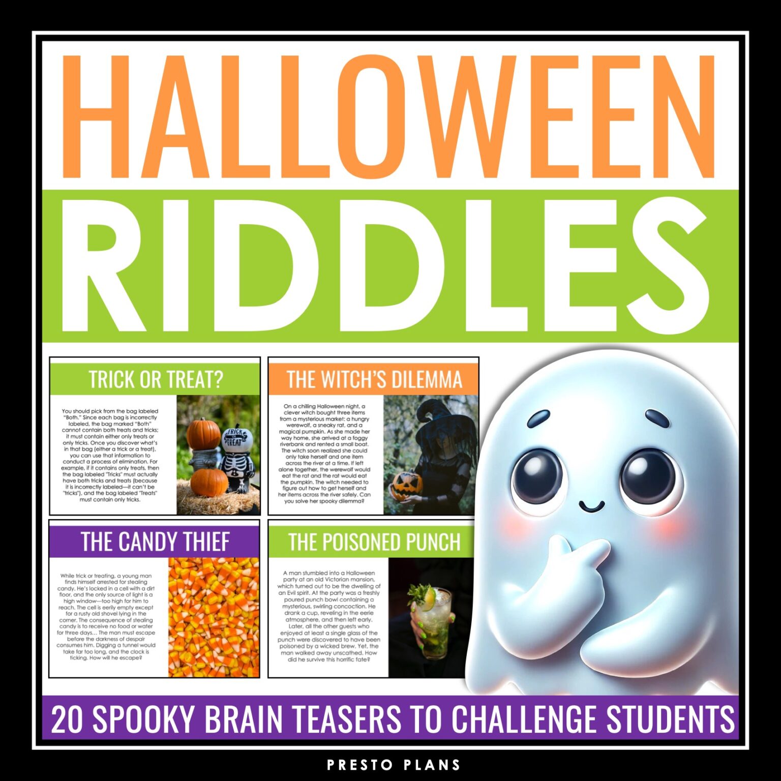Halloween Riddles and Brain Teasers Activity - Problem-Solving ...