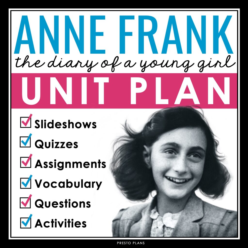 Anne Frank The Diary of a Young Girl Unit Plan - Reading Lessons ...