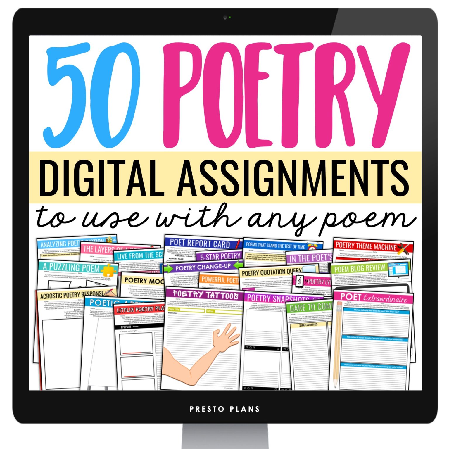 Poetry Assignments for Any Poem - 50 Digital Poetry Analysis Reading ...