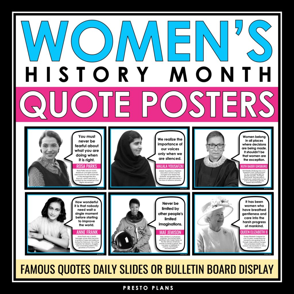Women's History Month Bulletin Board Quote Posters Display - Decor ...