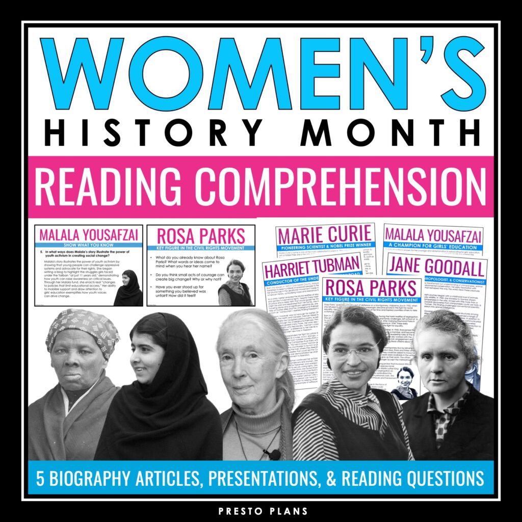Women’s History Month Reading Comprehension Bundle: 5 Articles ...