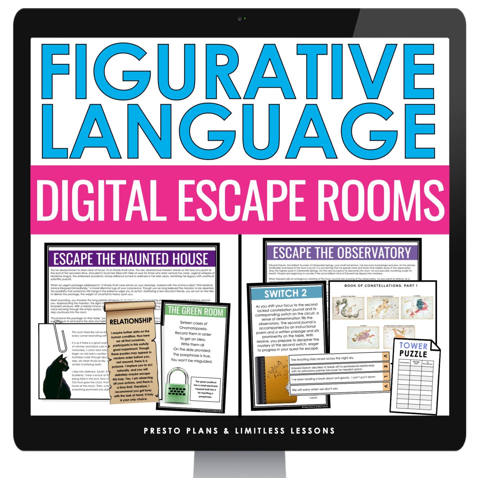 Figurative Language Escape Room Bell Ringer Activities Bundle - Digital ...