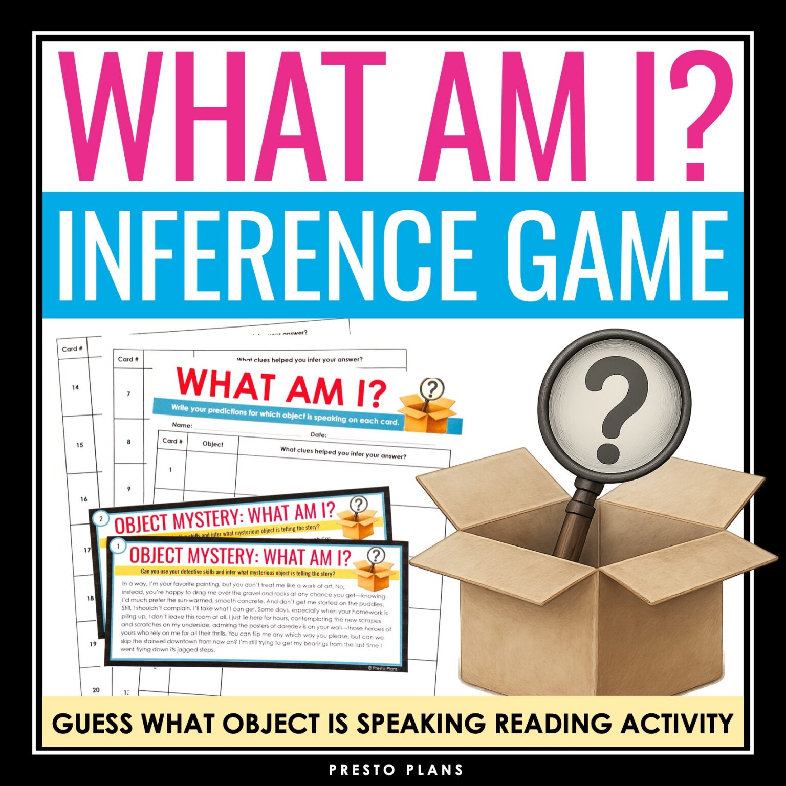 Inference Activity: What Am I? Mystery Object Task Cards Close Reading ...